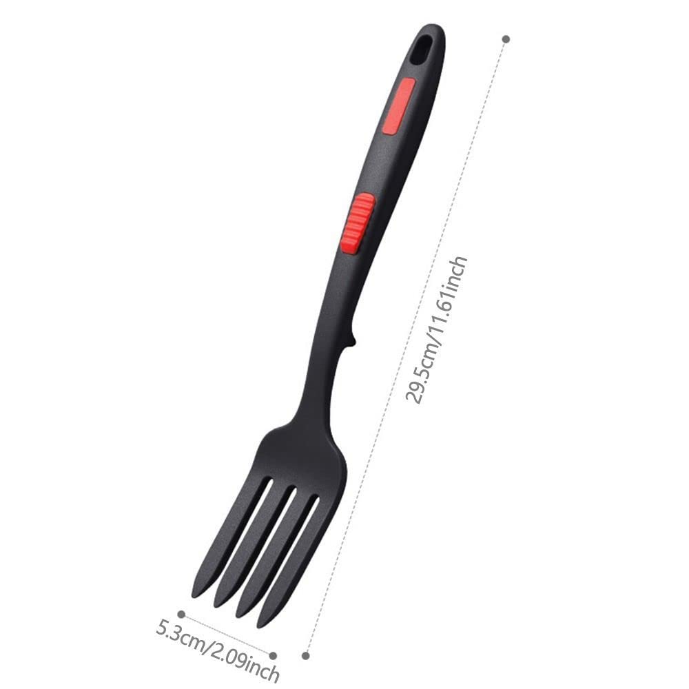 1 Pc Silicone Salad Forks Flexible Dessert Pasta Fruit Cooking Utensils Multi-function Spaghetti Server Whisking Serving Kitchen Tools(black)