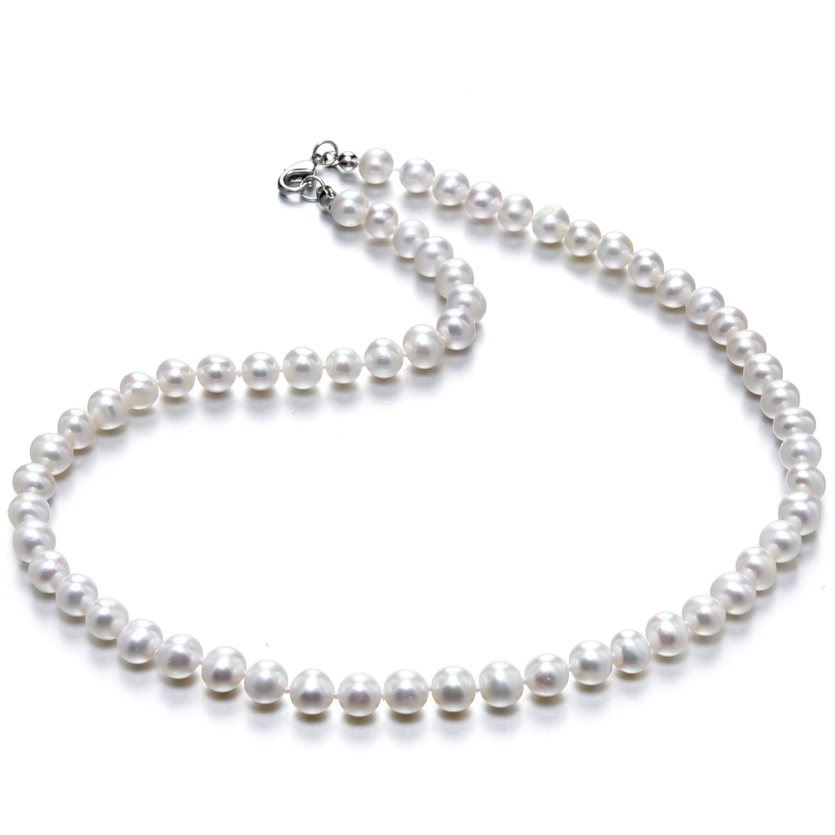 1 Strand Adabele Real Natural AAA+ Grade Round White Cultured Freshwater Pearl Organic Gemstone Necklace 16 Inch Long Single String Jewelry PN5-A67