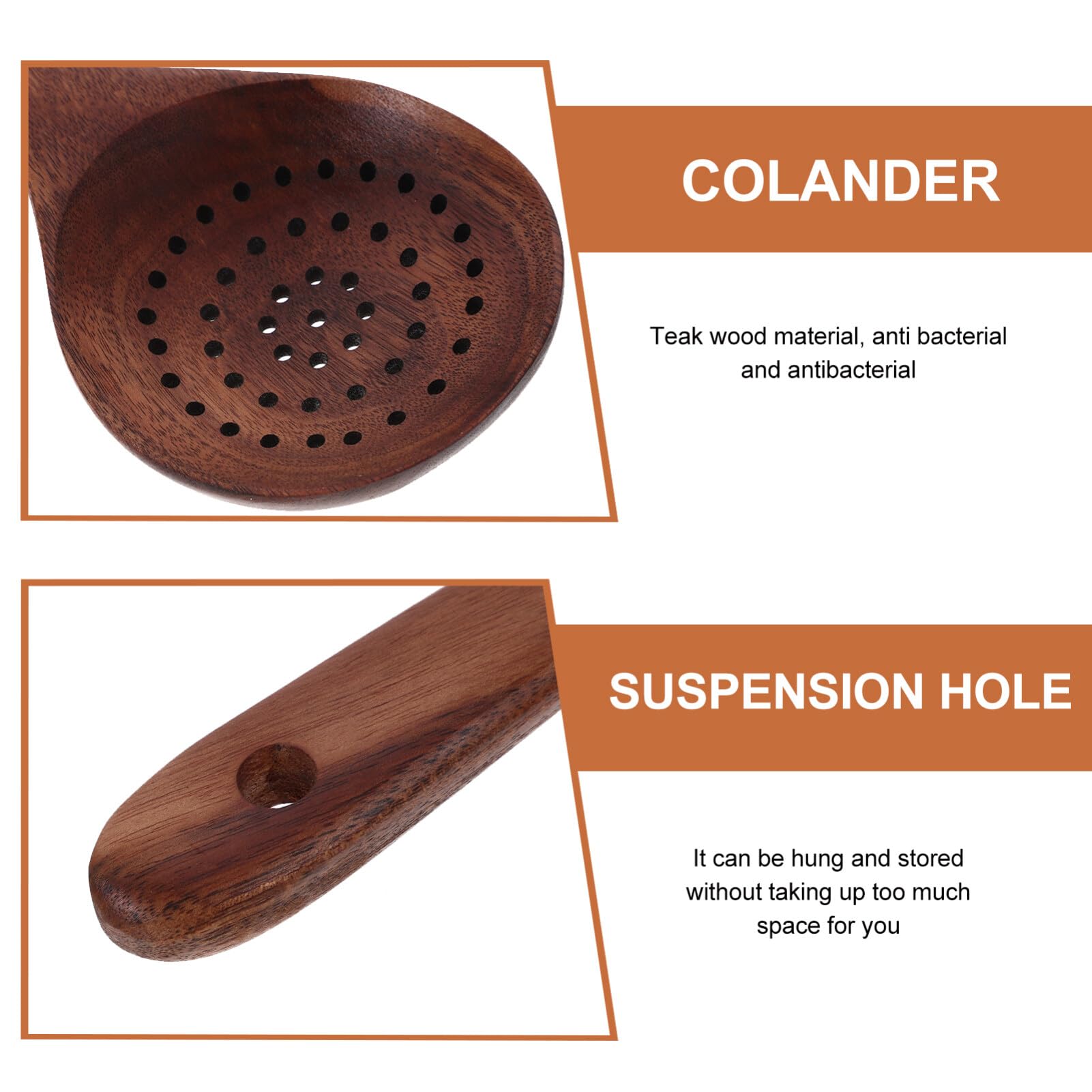 1 Set Reusable Utensils Kitchen Utensils Wood Utensils Wooden Utensils Wood Reusable Utensil Colander Spoon Wood Spoon Housewarming Spoon for Cooking Soup Wood Wok Spatula