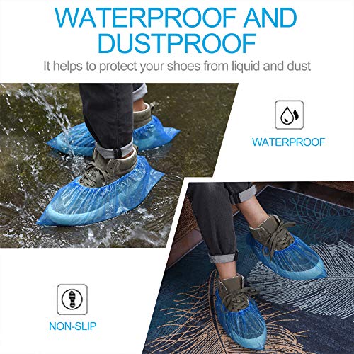 100 PCS(50 Pairs)Shoe Covers Disposable, Green Convenience, Recyclable, Boot Cover, Waterproof, Non slip, Dust proof, One Size Fit All, Durable CPE Material, Blue, Protect Your Shoes, Floor, Carpet