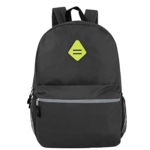 19 Inch School Backpacks with Mesh Side Pockets β Basic Large Solid Color Backpacks for Kids, Men, Women, Travel (Black/Yellow)