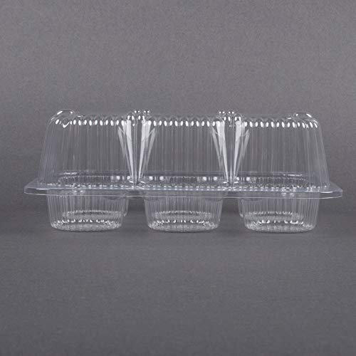10 Cupcake Containers Plastic Disposable | High Dome Cupcake Boxes 6 Compartment Cupcake Holders Disposable Cupcake Carrier | Half Dozen Cupcake Trays | Durable Cup Cake Muffin Packaging Transporter