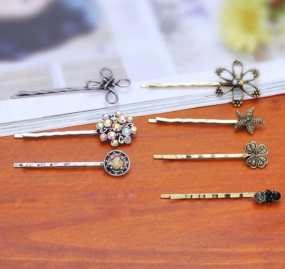 10 Pcs Vintage Alloy Mixed Hair Bobby Pins for girls Hair Clips Barrettes for women NO REPEAT RANDOM PACKING