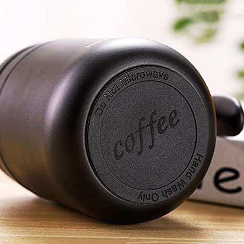 12oz/18oz Insulated Coffee Mug with Handle and Lid, Double Wall Vacuum Stainless Steel Coffee Travel Mug, Tumbler Cup,Reusable and Durable Travel Coffee Cup Thermal Cup, Black 18oz