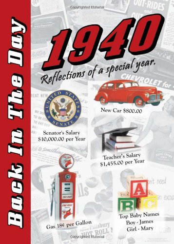 1940 Back In The Day - 24-page Greeting Card / Booklet with Envelope (5 x 7 Size) – Great for Birthdays, Anniversaries, Reunions, Graduations, Client & Corporate Gifts