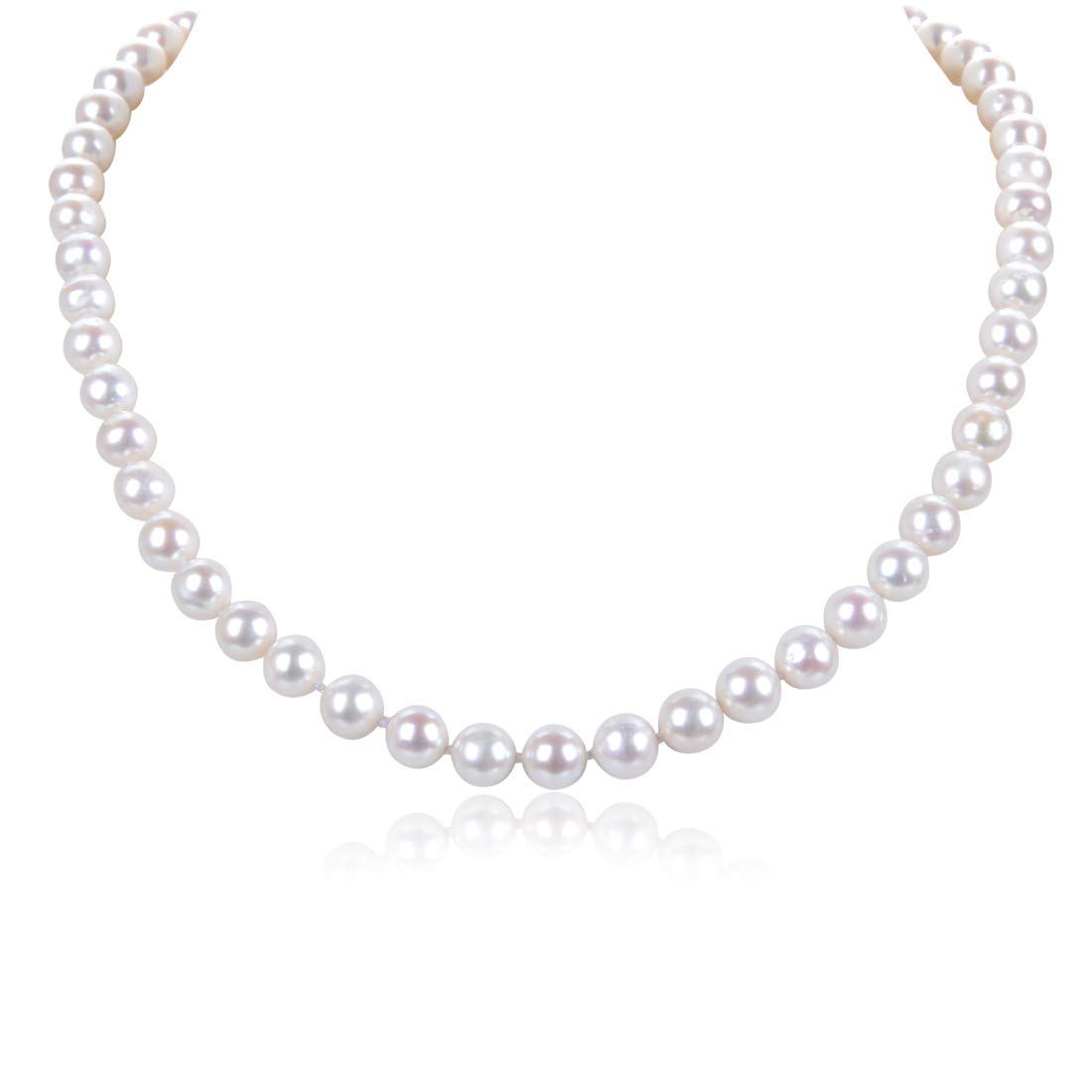 1 Strand Adabele Real Natural AAA Grade Round White Cultured Freshwater Pearl Organic Gemstone Necklace 18 Inch Long Single String Jewelry PN4-C67