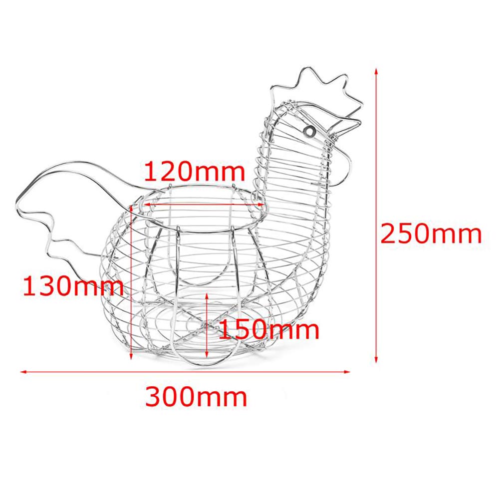 1 Metal Wire Egg Basket with Handle, Chicken Shaped Egg Collection Storage Basket Portable and Practical Food Storage Basket