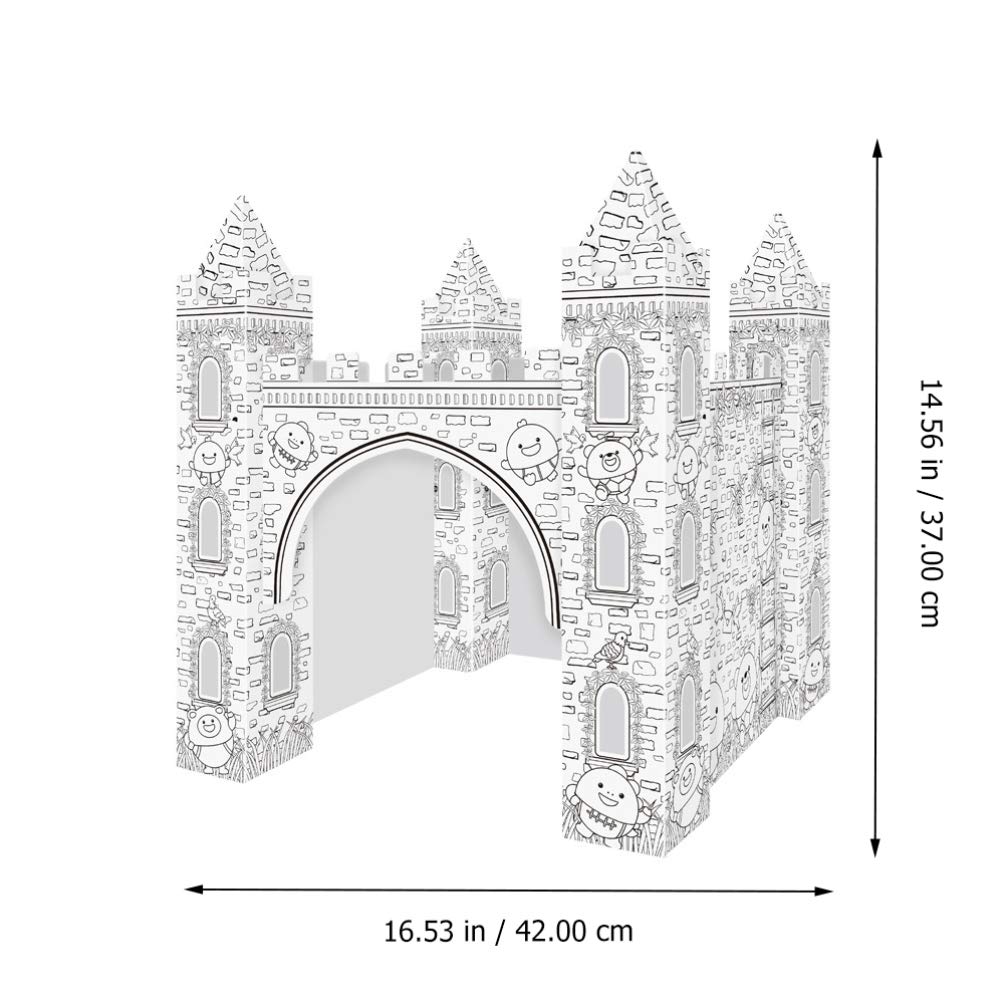 1 Set Colorizing 3D Castle Paper Fairy Tale Castle Paintable Cardboard Castle Kids Art Craft Supplies for Indoor Outdoor Fun
