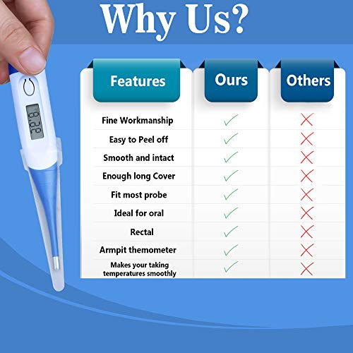 200 Pack Probe Covers for Oral Thermometer - Digital Thermometer Probe Covers Disposable Universal - Rectal Thermometer Covers Heavy Duty Sleeves Safe & Sanitary Prevent Cross-Contamination