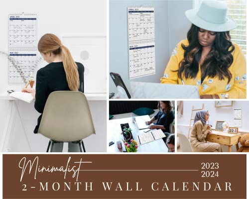 2023-2024 2-Month View Wall Calendar by StriveZen, Move-a-Page, Monthly, Foldable, Vertical, April 2023 - December 2024, 12x 28 Inches, Large, Minimalist, 21 Months
