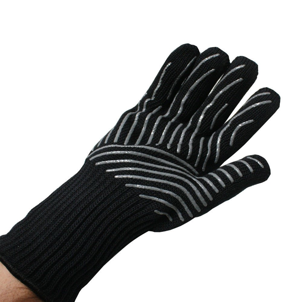1 Pair (2 Gloves) - Gloves Legend Black Kitchen Oven BBQ Gloves β Machine Washable Heat Resistant Cooking Barbecue Grill Gloves - with Extra-Long Cuff