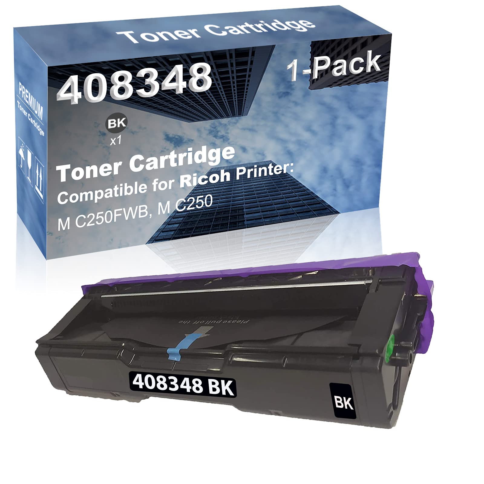 1-Pack (Black) Compatible M C250FWB, M C250 Printer Toner Cartridge High Capacity Replacement for Ricoh 408348 Toner Cartridge