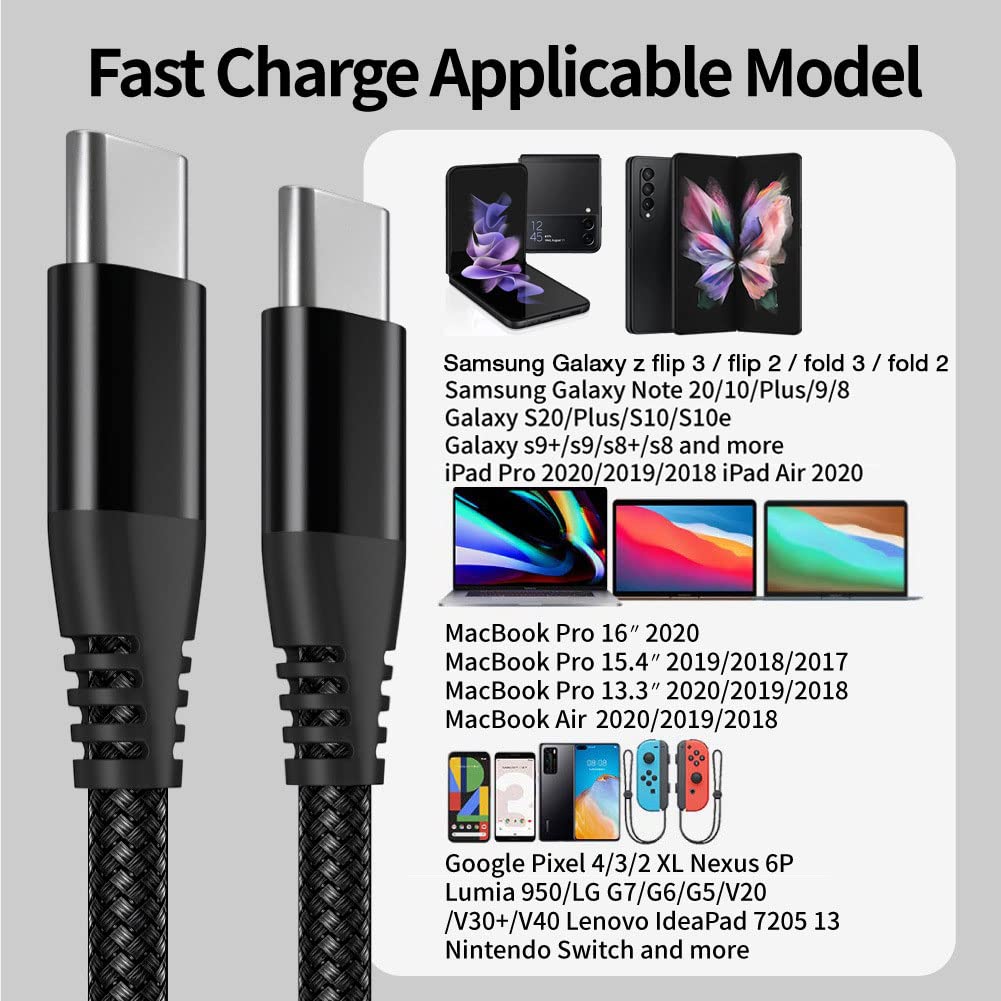 10FT USB C Charger Cable Cord Compatible for Samsung Galaxy z flip 4 5G, flip 3, flip 2, Galaxy z fold 4, Samsung fold 3, z fold 2 Wires for 5G flip Phone USB Adapter Fast Long Power Charging Cable