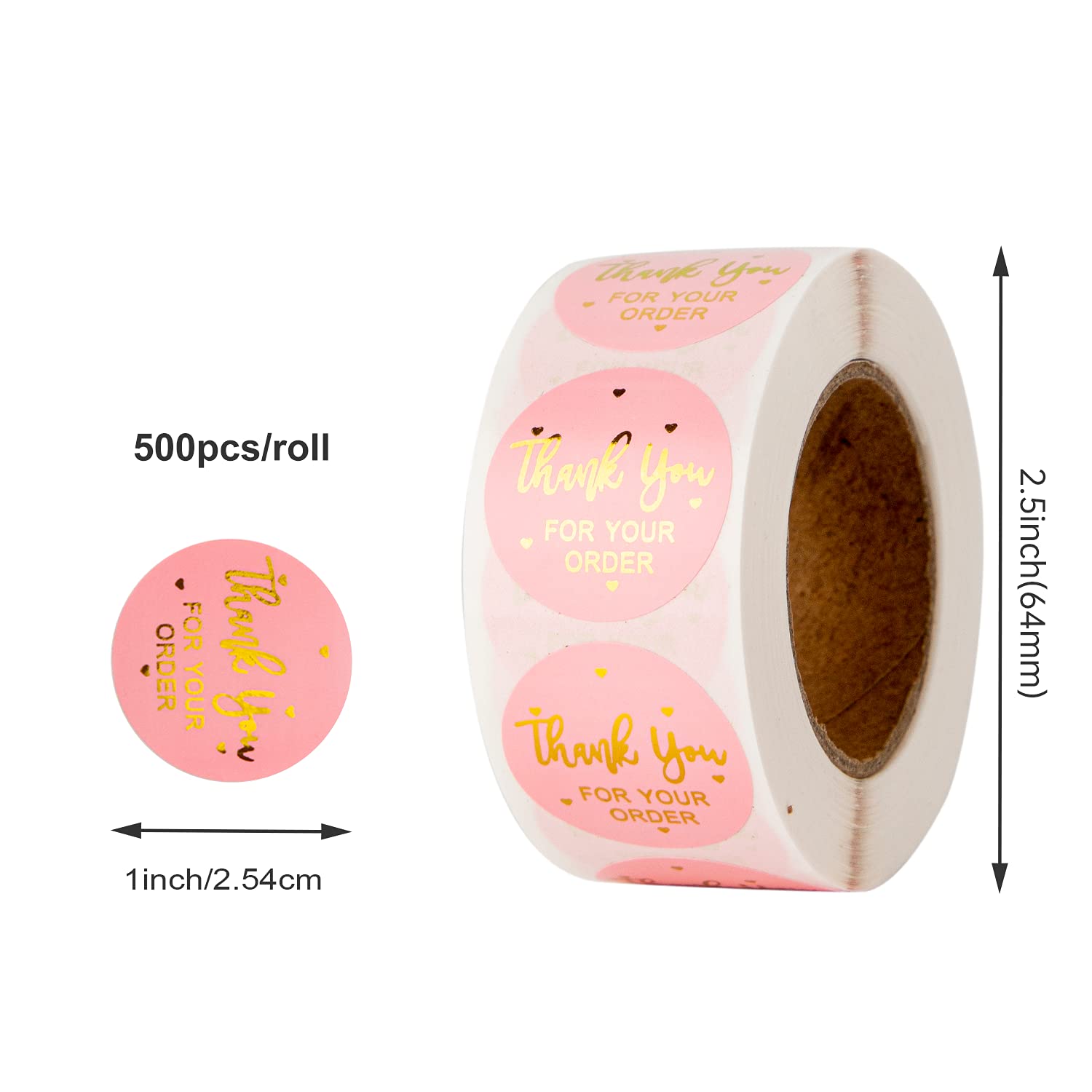 2000Pcs 1 inch Thank You Stickers, Thank You for Your Order Adhesive Sticker Labels for Envelopes Packaging (4 Rolls, Each roll 500Pcs)