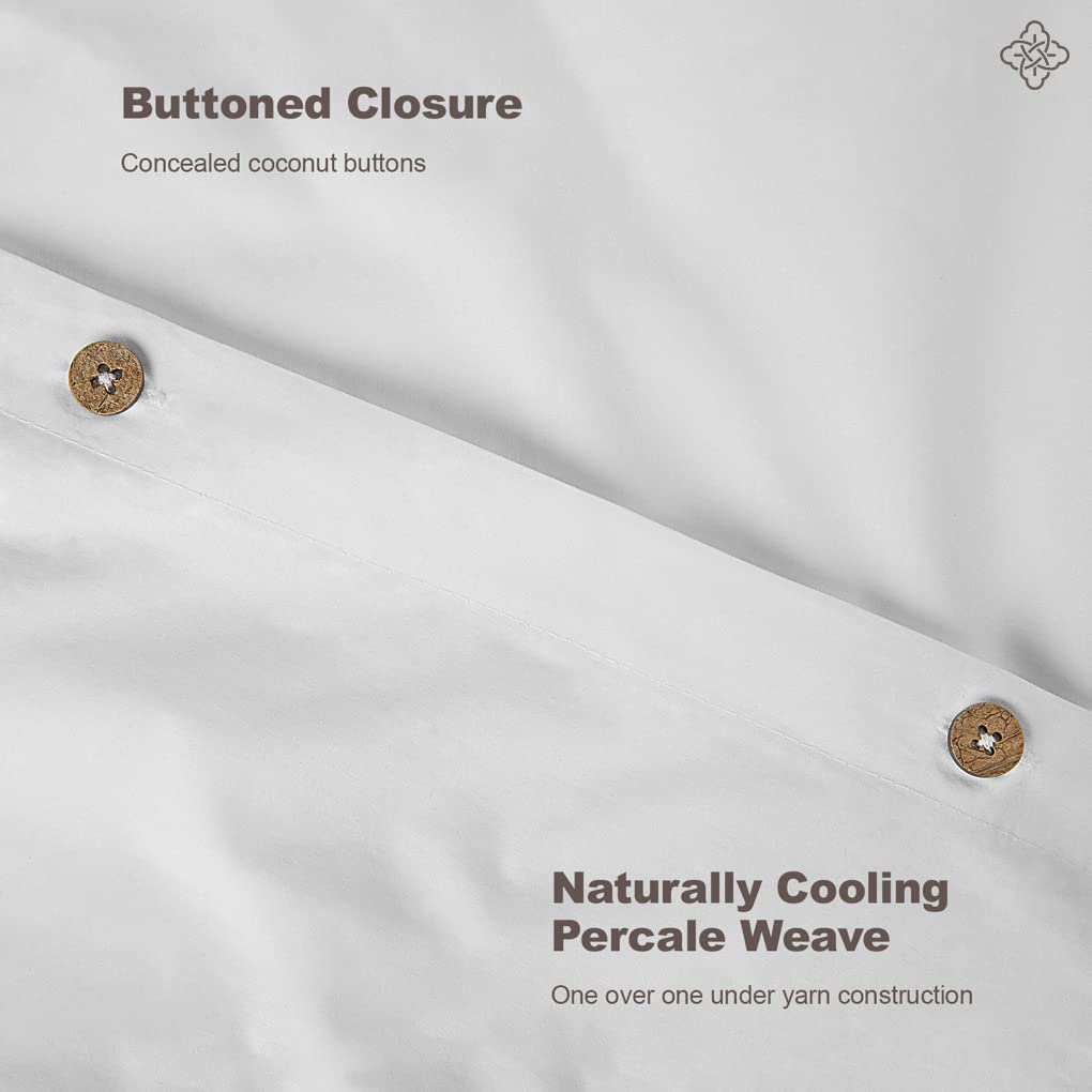 BIOWEAVES 100% Organic Cotton Percale Duvet Cover King Size Set β Crisp, Soft & Naturally Cooling Weave, 300 Thread Count GOTS Certified King Duvet Cover & 2 Pillow Shams β 106x92 inches, Ivory
