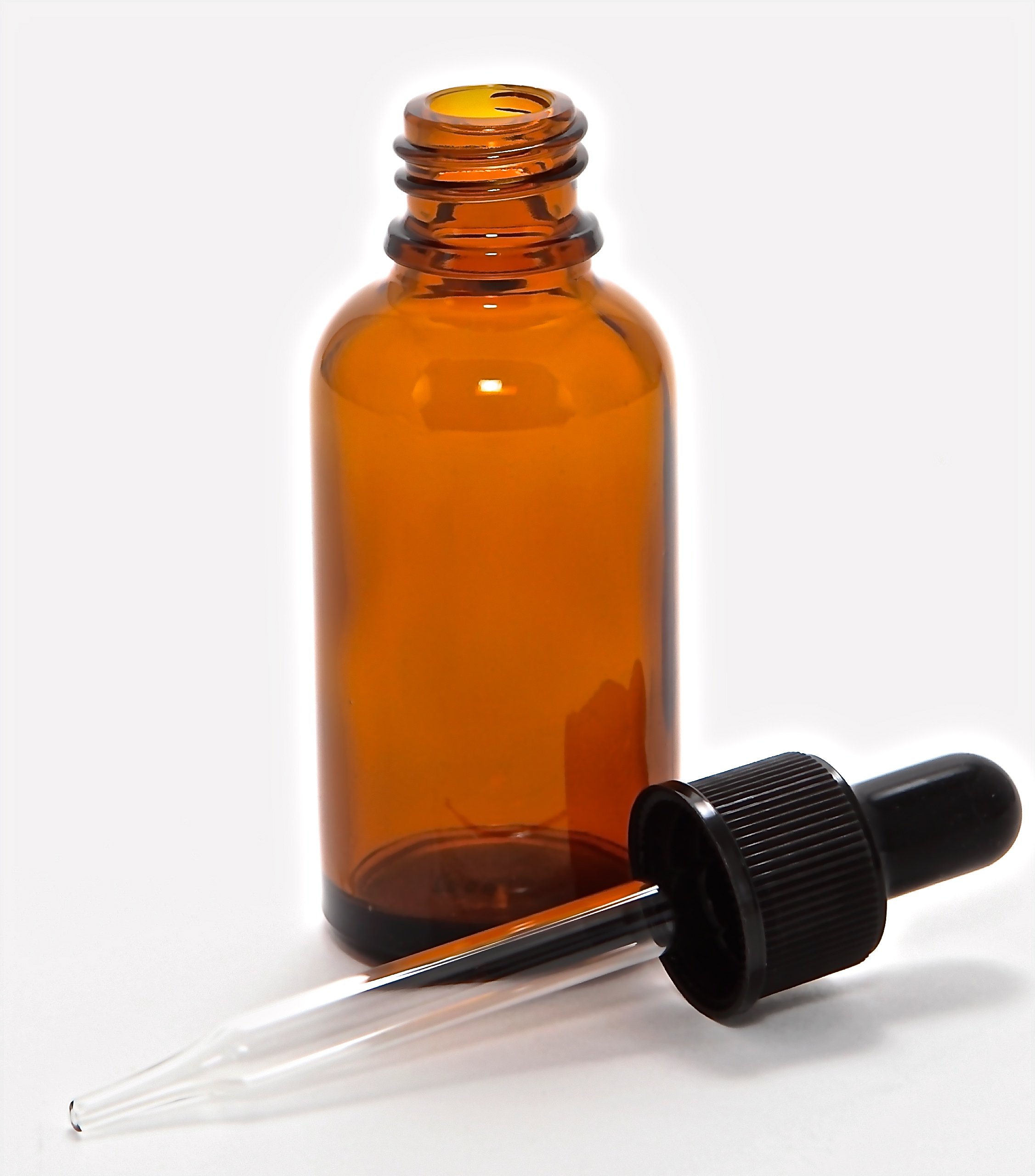 12, Amber, 1 oz Glass Bottles, with Glass Eye Droppers