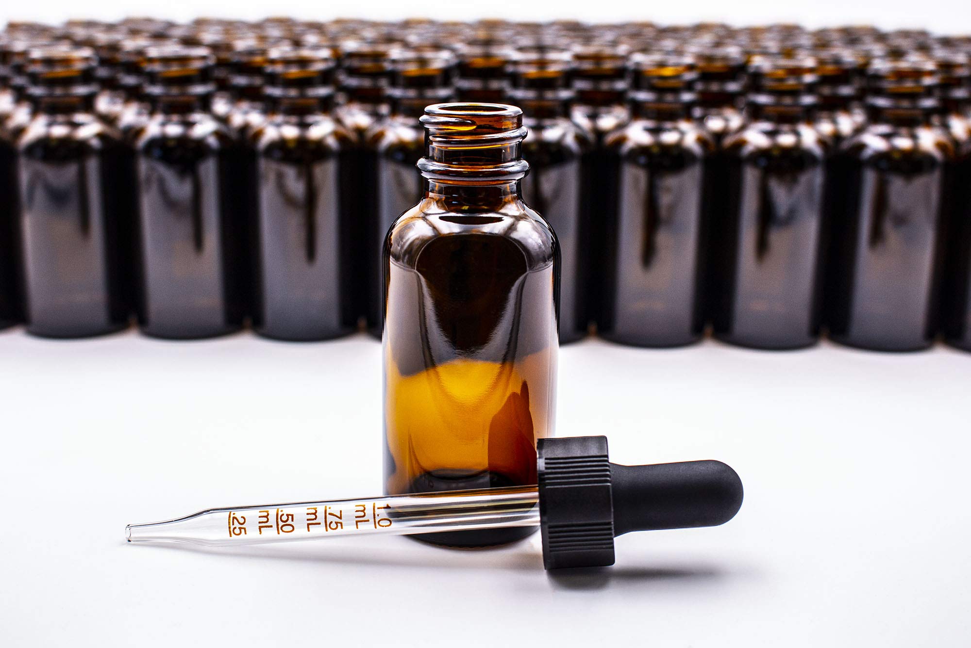 1 oz (30ml) Amber Dropper Bottles with Graduated Dropper Assemblies- Pack of 120