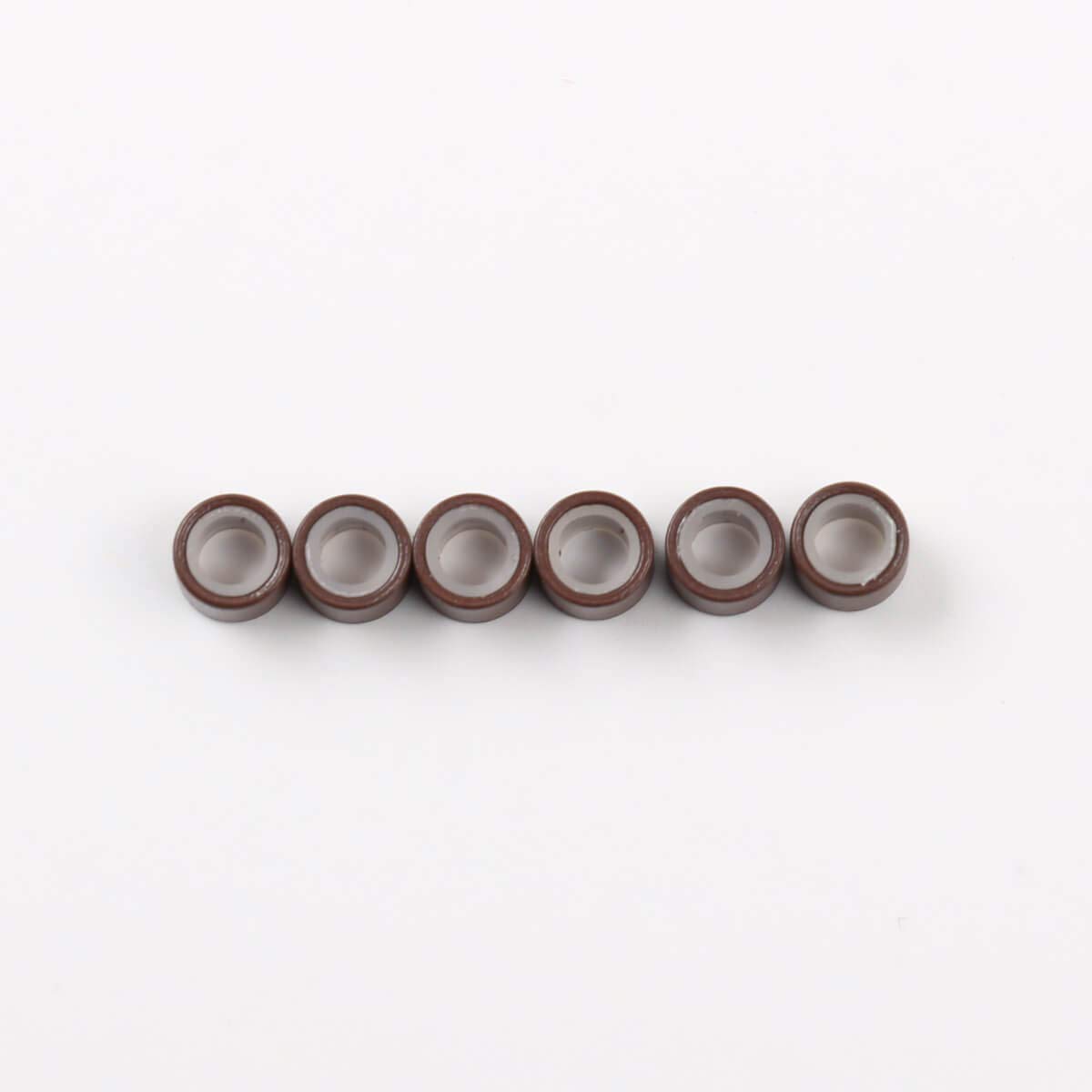 200Pcs Beads Silicone Aluminium Micro Nano Rings 5.0x3.0x3.0 mm Lined For I Tip/Nano Hair Extensions Tool Beads (Brown Color)