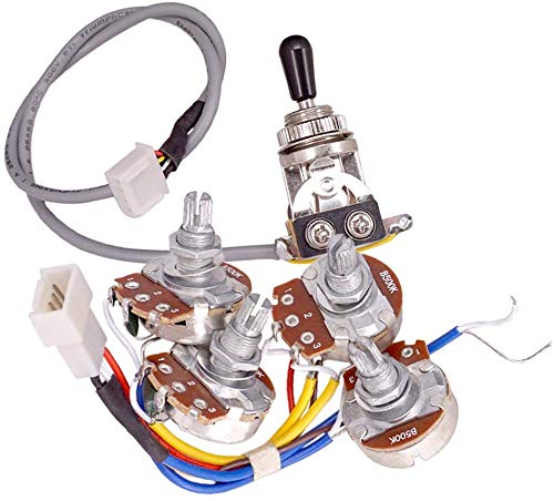 1 Set Guitar Circuit Wiring Harness Kit with 2 Pieces A500k B500K Pots and 1 Piece 3 Way Toggle Switch fit for LP Electric Guitar (A)