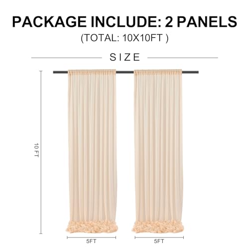 10x10ft Champagne Backdrop Curtain Wrinkle Free Sheer Backdrop for Party Wedding Baby Shower Birthday Arch Living Room Window Curtains Wall Decoration
