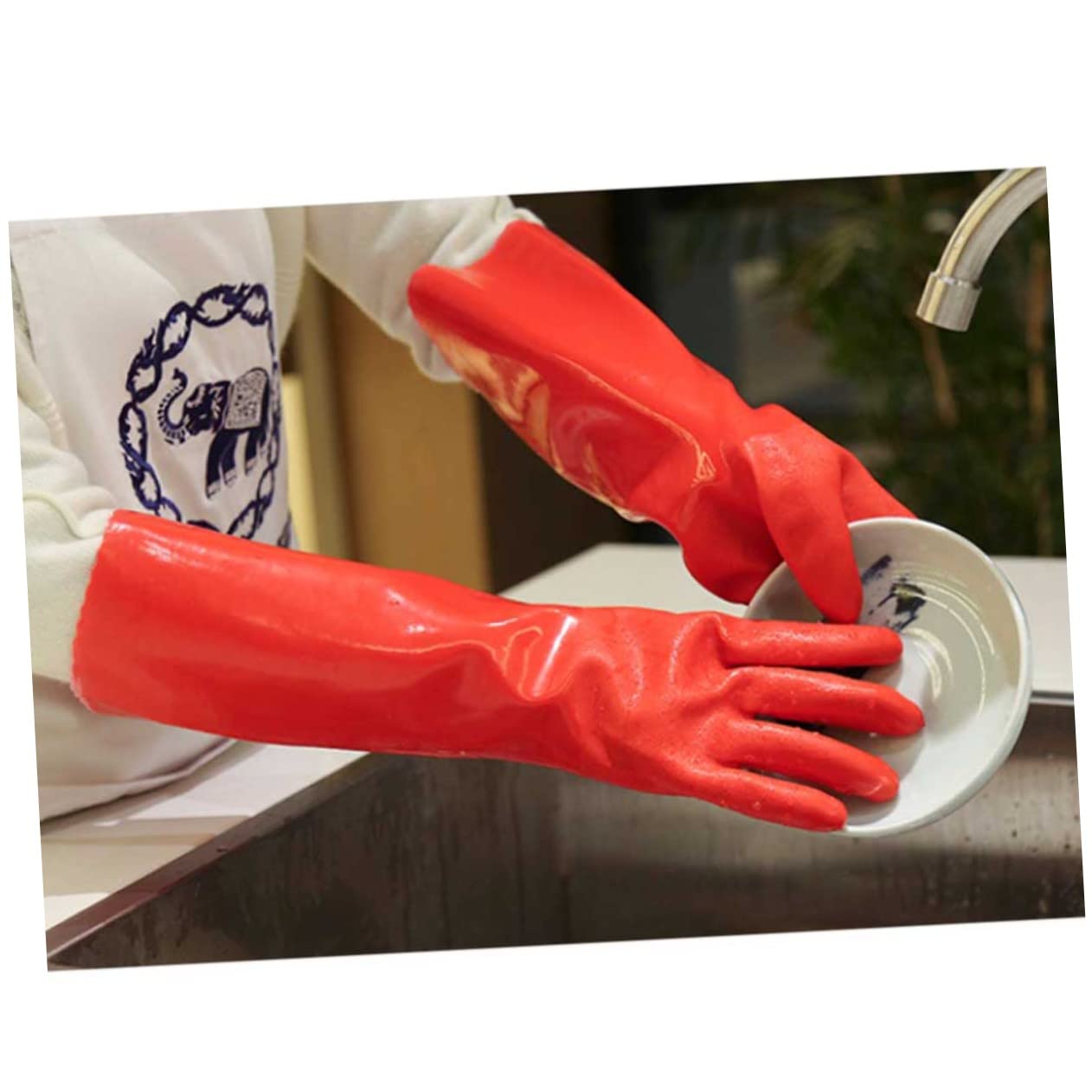 1 Pair gloves for cleaning latex gloves kitchen cleaning gloves housework gloves non-slip gloves thicken