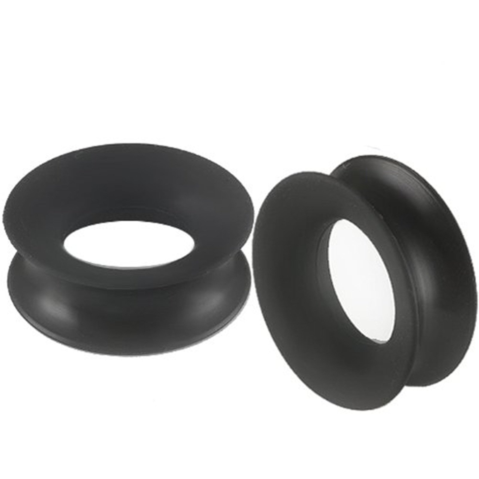 1 1/16" Inch (28mm) Black Silicone Double Flared Ear Plugs - Sold as a Pair
