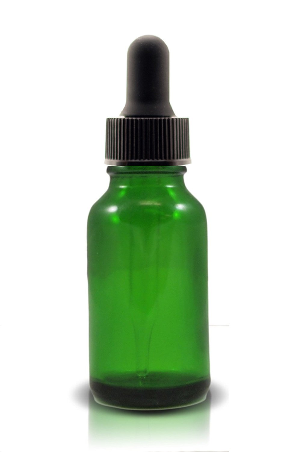 1/2 Oz (15 ml) Green Boston Round Glass Bottle w/Glass Dropper - Pack of 12