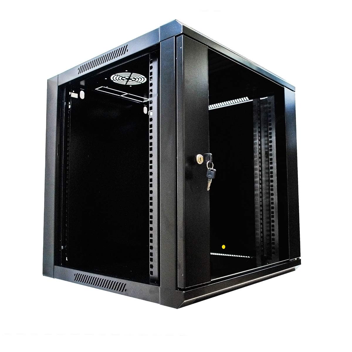 12U IT Wall Mount Cabinet 19-inch Server Network Rack Cabinet Rack Vented Enclosure Glass Locking Door 23.6 inches Depth