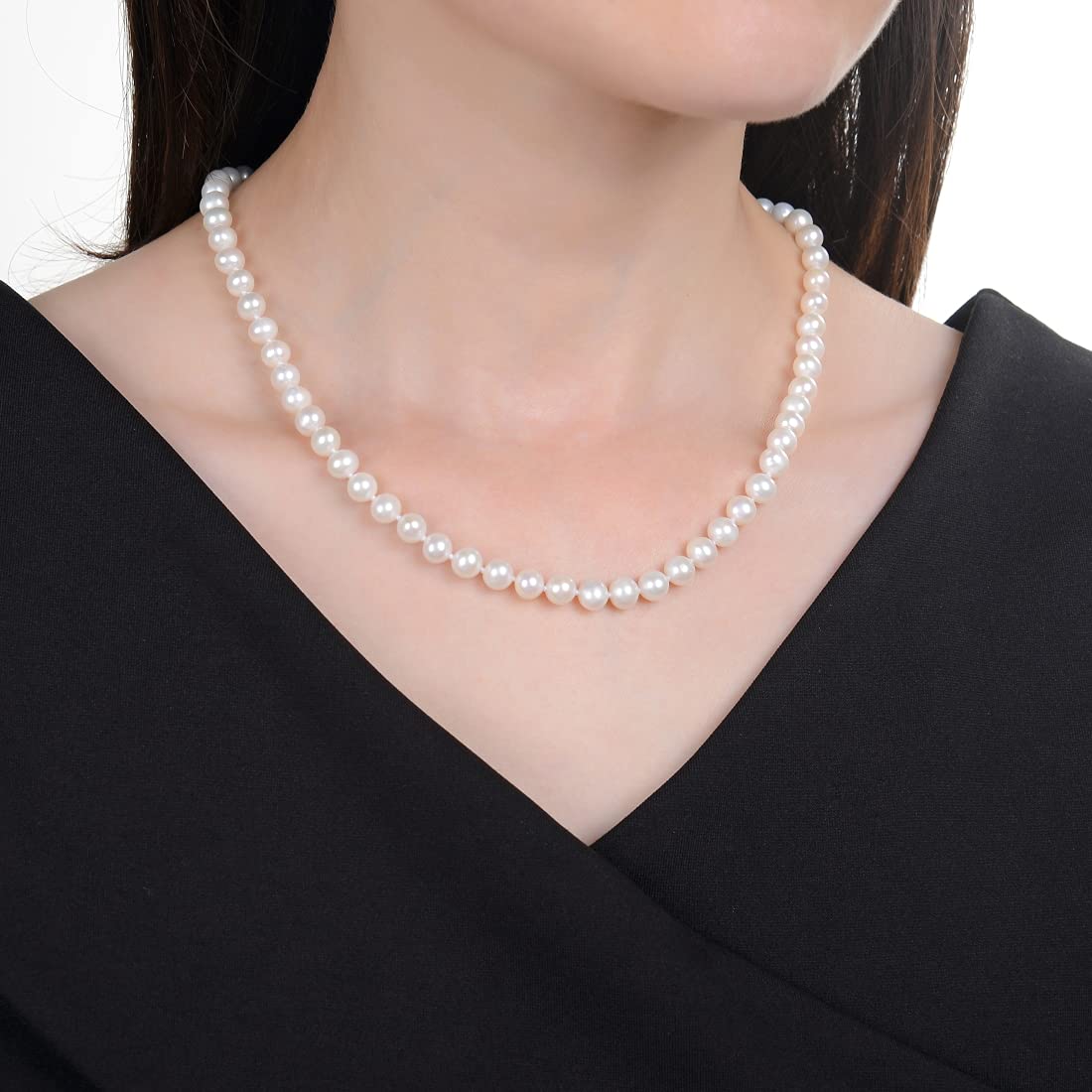1 Strand Adabele Real Natural AAA Grade Round White Cultured Freshwater Pearl Organic Gemstone Necklace 18 Inch Long Single String Jewelry PN4-C67