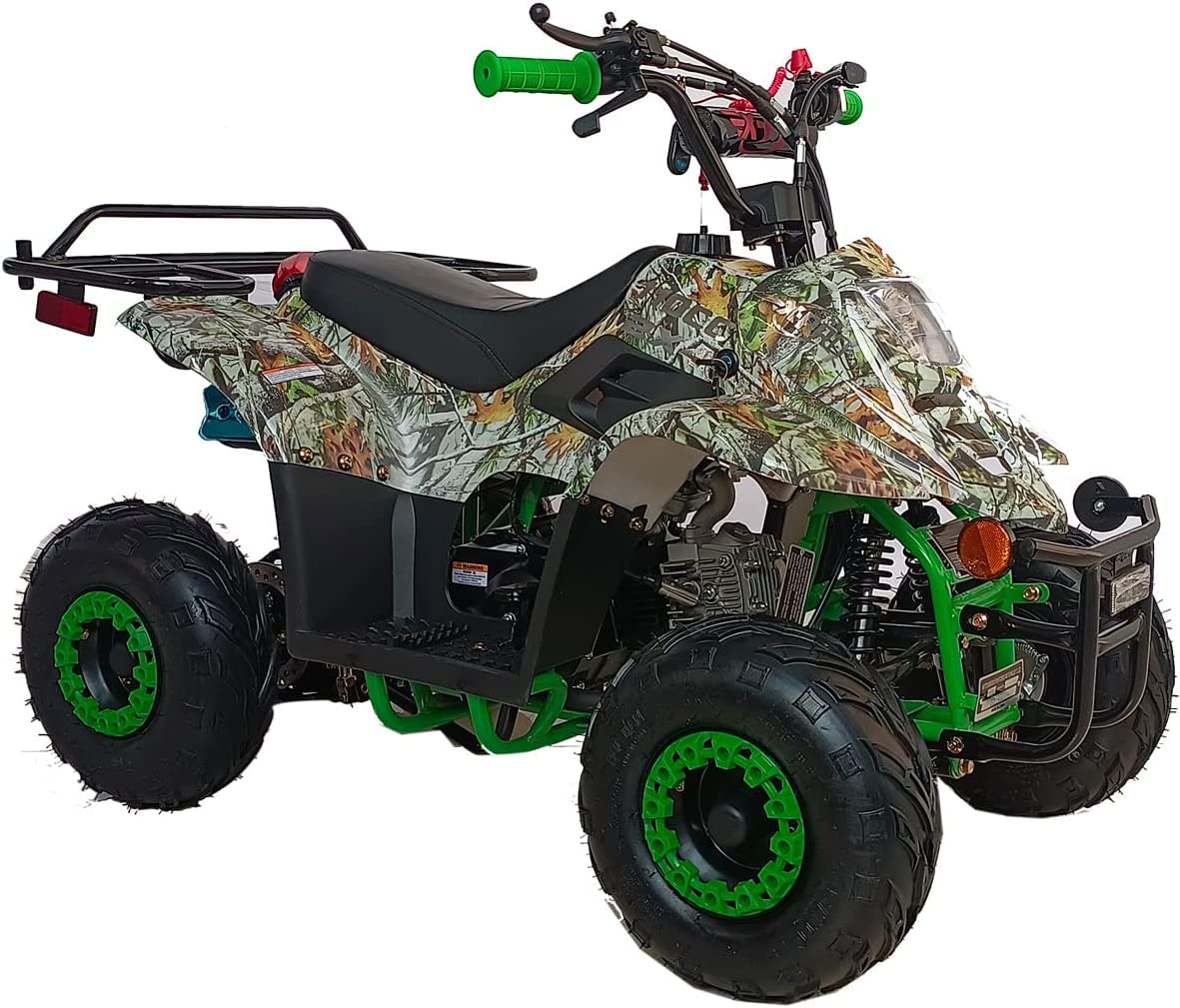 110cc ATV for kids youth children small ATV 4 Wheeler Gas ATV Quad LED lights Matching Rims (Camo color)