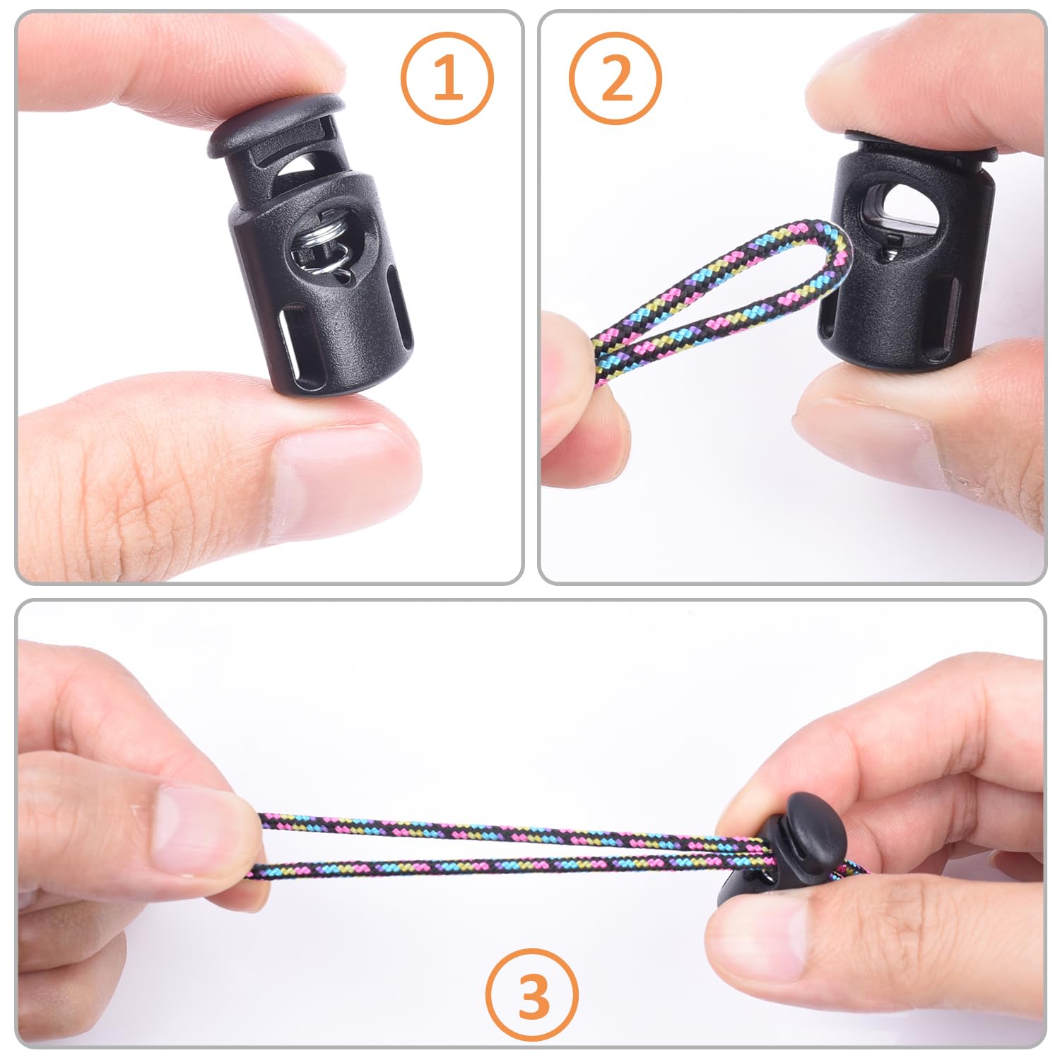 10 PCS Plastic Spring Cord Locks for Drawstring, Paracord Toggle Stopper Clasp Elastic Shoeslace Lock Sweatpants Hoodie String Clips Bungee Swim Goggles Gloves String Lock Replacement