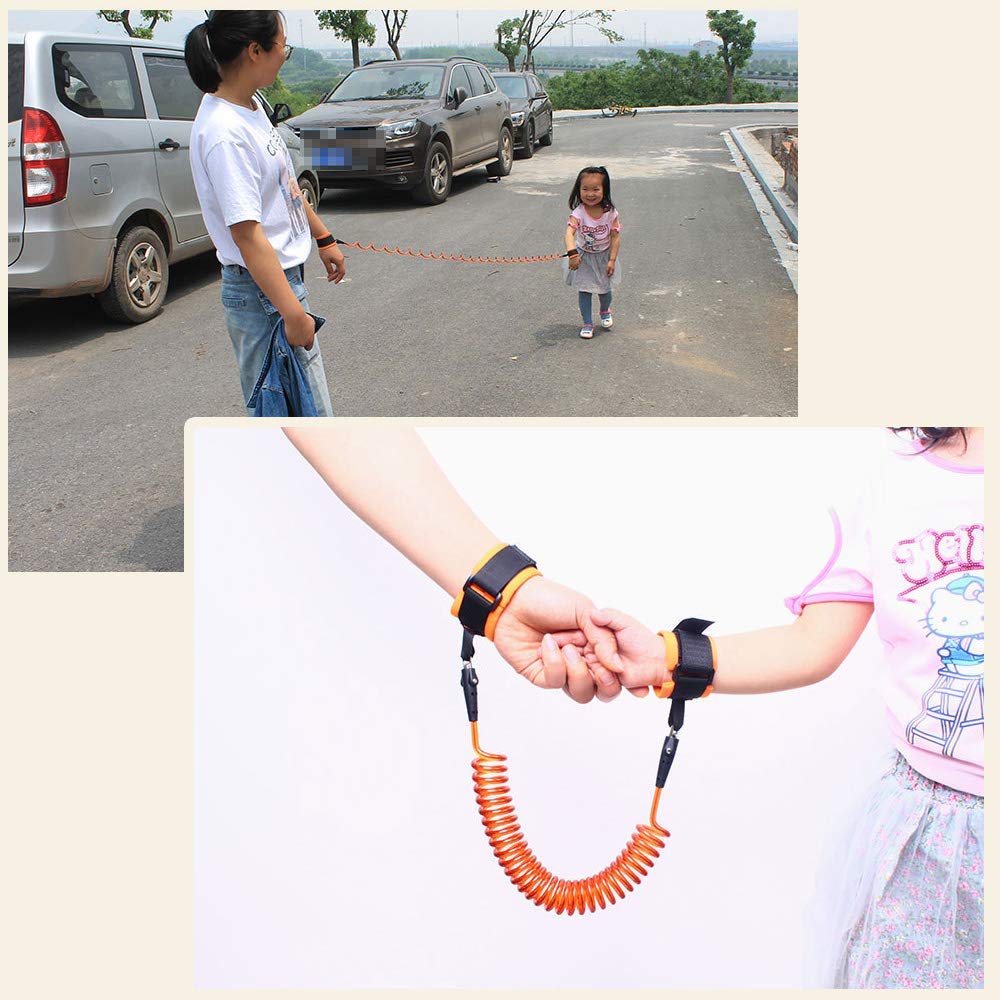 1 Pack Child Anti Lost Wrist Link,4.9ft(1.5M) Sturdy Flexible Safety Wristband Leash for Kids and Toddlers (Orange)2019
