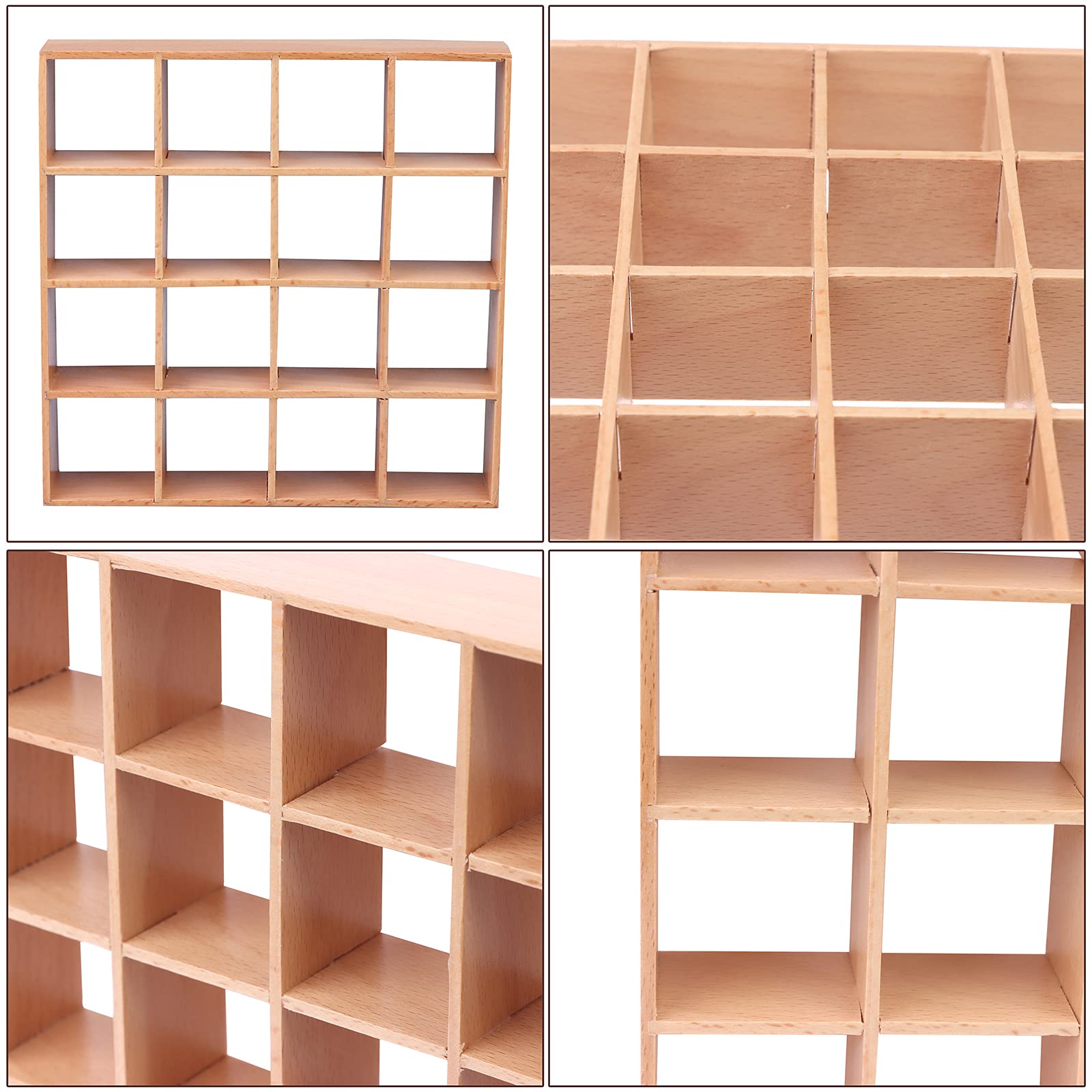 1: 12 Dollhouse Miniature Wooden Storage Rack 16 Grid Shelves Doll House Wall Rack Bookshelf Display Dollhouse Furniture Accessories
