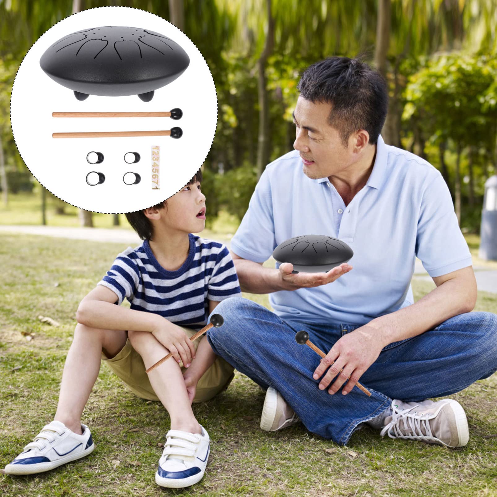 1 Set Steel Tongue Drum Ethereal Drum Yoga Rubber Percussion Stick