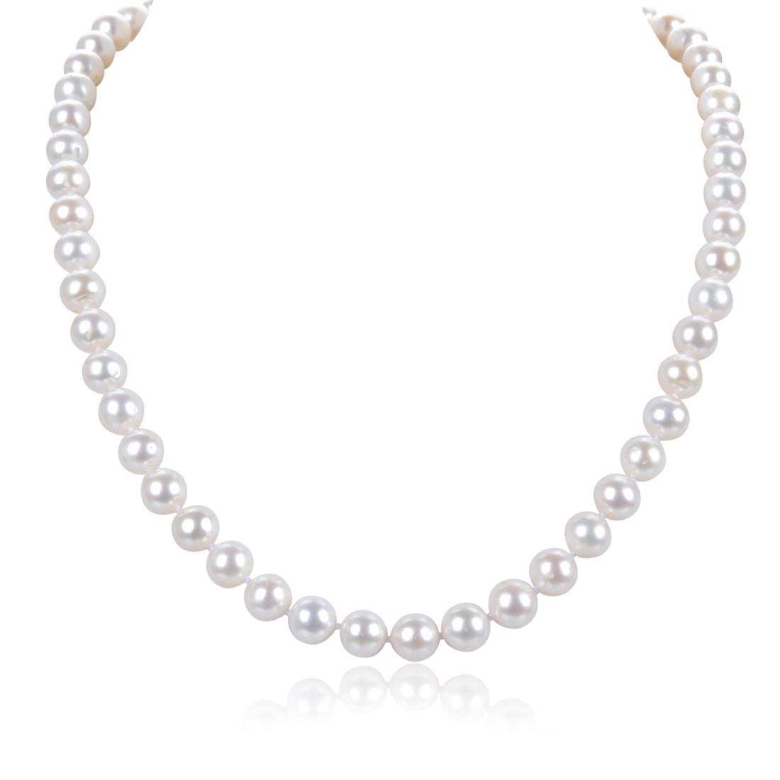 1 Strand Adabele Real Natural AAA+ Grade Round White Cultured Freshwater Pearl Organic Gemstone Necklace 16 Inch Long Single String Jewelry PN5-A67