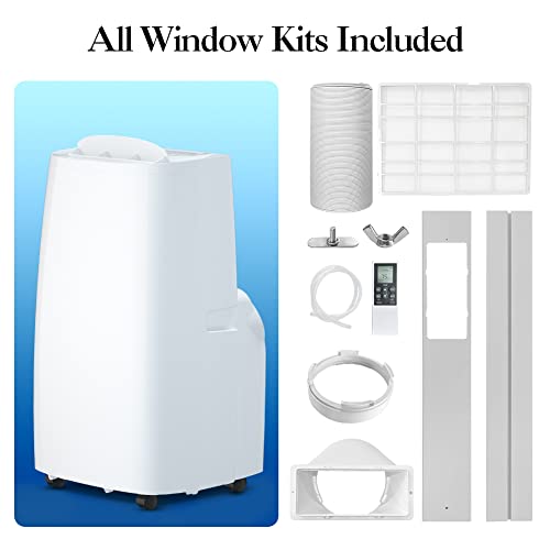 14000 BTU Portable Air Conditioners, Portable AC Unit with 90° Adjust Angle Powerful Cooling for Room Up to 500 Sq. Ft, 3 in 1 Air Conditioner, Dehumidifier & Fan Modes, with Remote, 24Hrs Timer, White