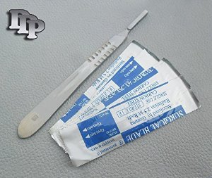 1 Stainless Steel Scalpel Knife Handle #4 with 20 STERILE Scalpel Blades #21 & #23 (DDP Quality)
