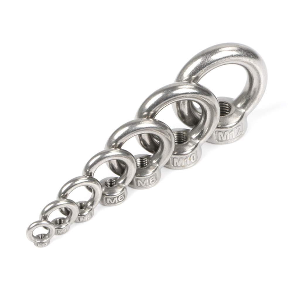 10 PCS 304 Stainless Steel M3 Thread Dia Ring Shape Eyed Bolt Lifting Eye Nut Fastener