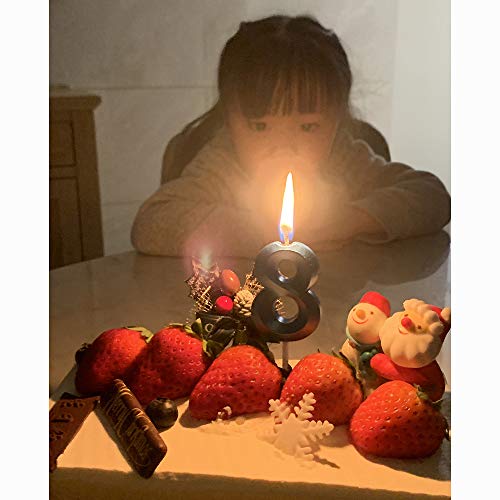 2.76'' Extended XXL Large Gold Glitter Happy Birthday Long Numbers Candles 3D Design Cake Topper Decoration for Adults/Kids Party Wedding(Blue, 3)