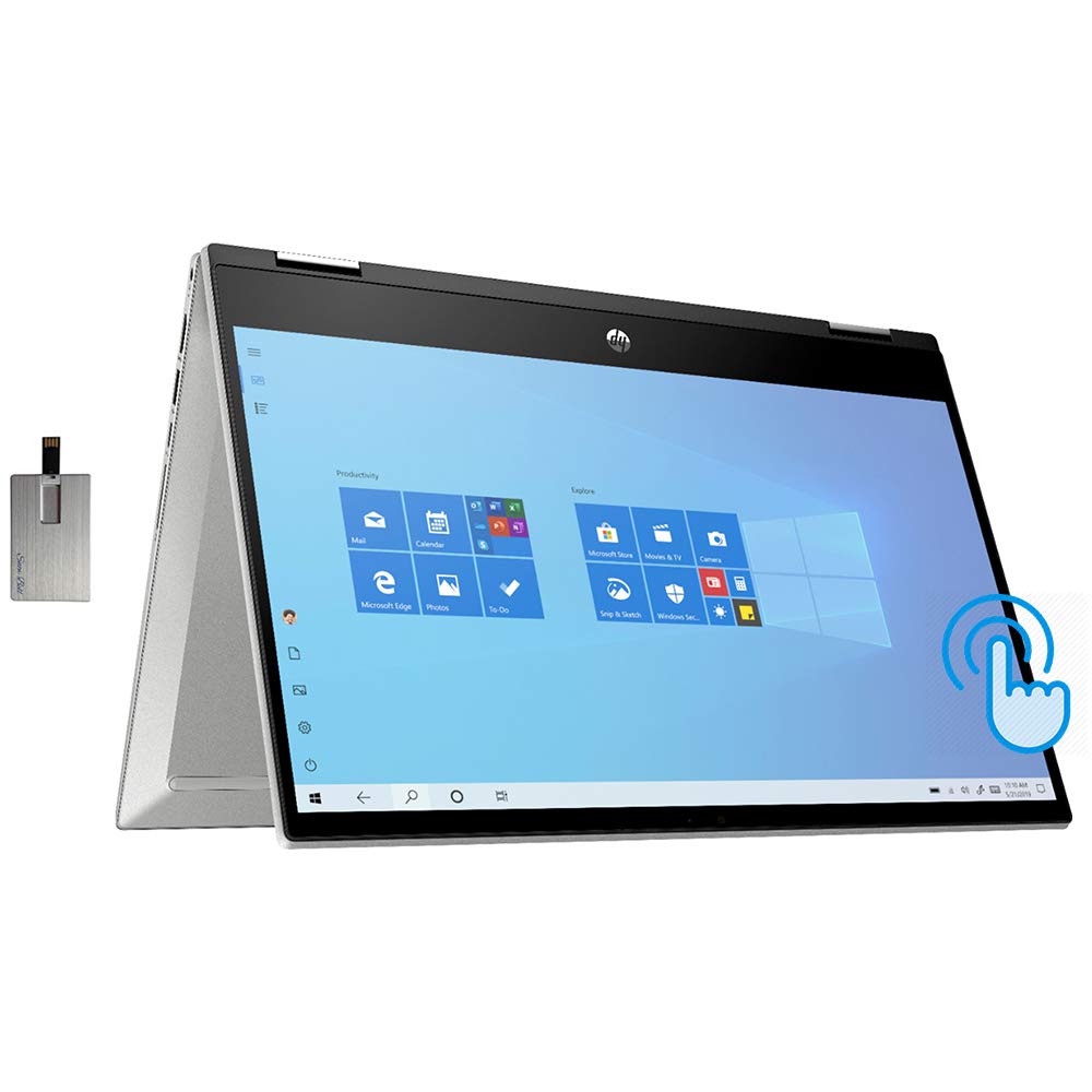 2020 HP Pavilion x360 2-in-1 14" HD Touchscreen Laptop Computer, 11th Gen Intel Core i3-1115G4, 8GB RAM, 128GB PCIe SSD, B&O Audio, HD Webcam, Intel UHD Graphics, Win10, Silver, 32GB SnowBell USB Card