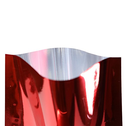 100x Premium Red Mylar Foil Open Top Food Snack Storage Bags (10cm x 15cm)