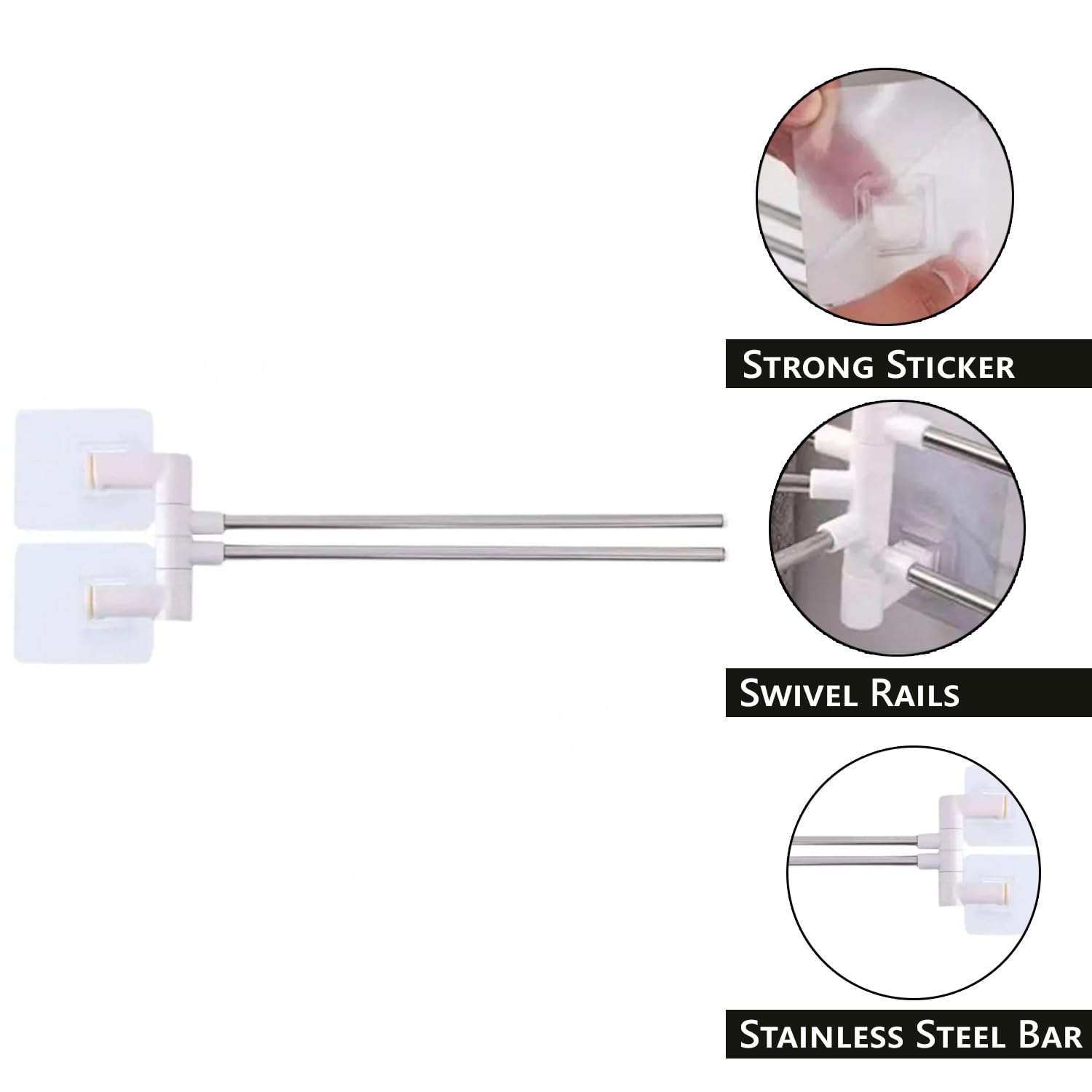 1 Piece Towel Swivel Rail Stainless Steel Wall Mount Towel Holder Rack for Bathroom and Kitchen (2 Bar)