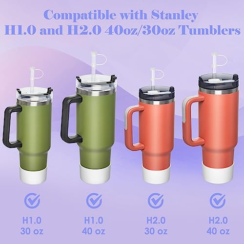 10 Pack Colorful Replacement Straws Compatible with Stanley 40oz Cup Tumbler, 4PCS Silicone Spill Proof Stoppers and Silicone Boot