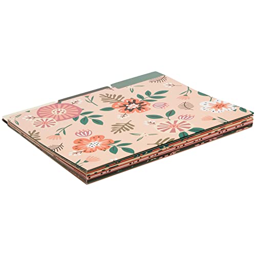 12 Pack Decorative Flower File Folders with 1/3 Cut Tab, Pretty Letter Size 3-Tab Floral Office Supplies (9.5 x 11.5 in)