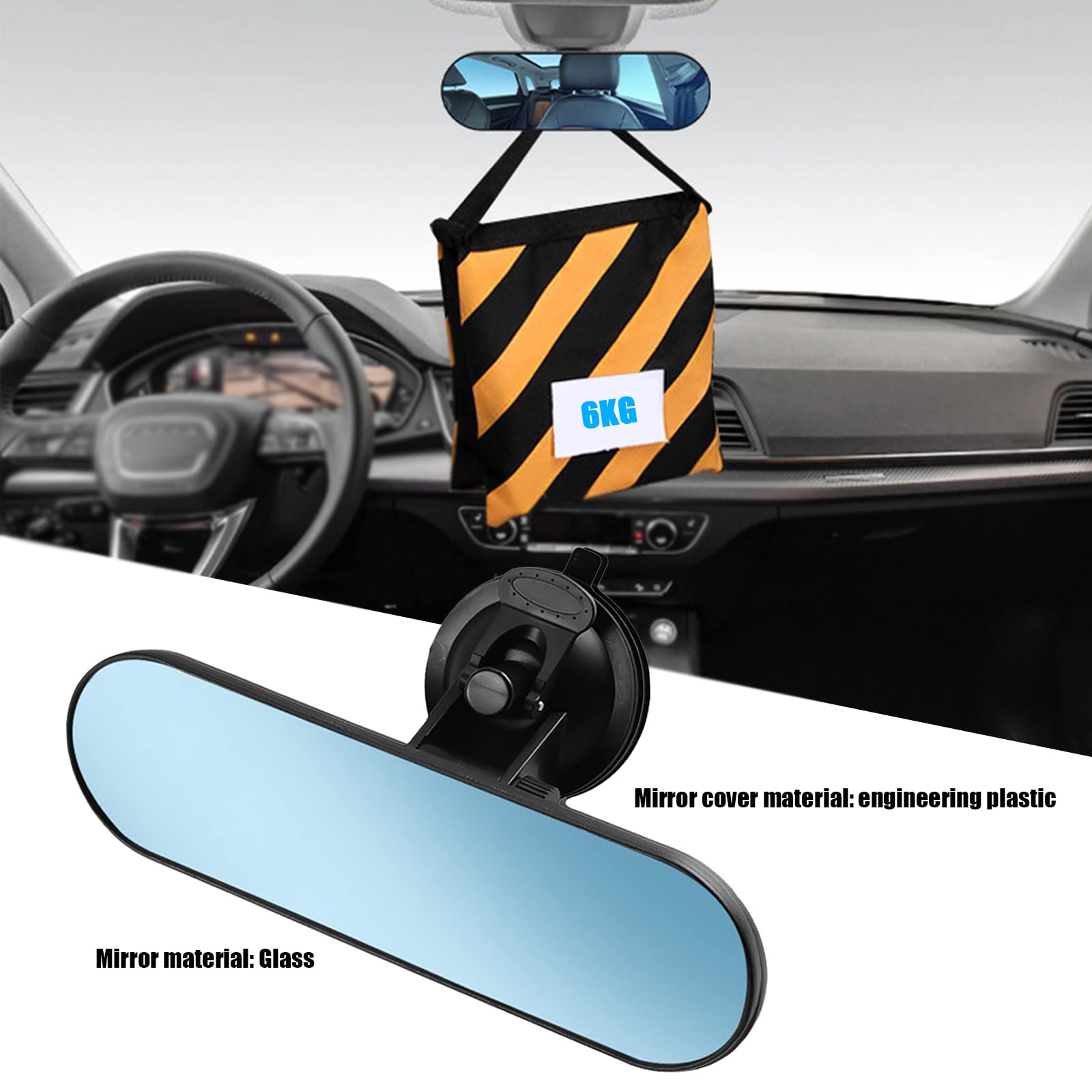 1 PC Car Rear View Mirror, Powerful Suction Cup Car Interior Mirror, Indoor Auxiliary Mirror, HD Car Rear View Mirror, for Car Marine Auto Boat Truck SUV Van (Blue)