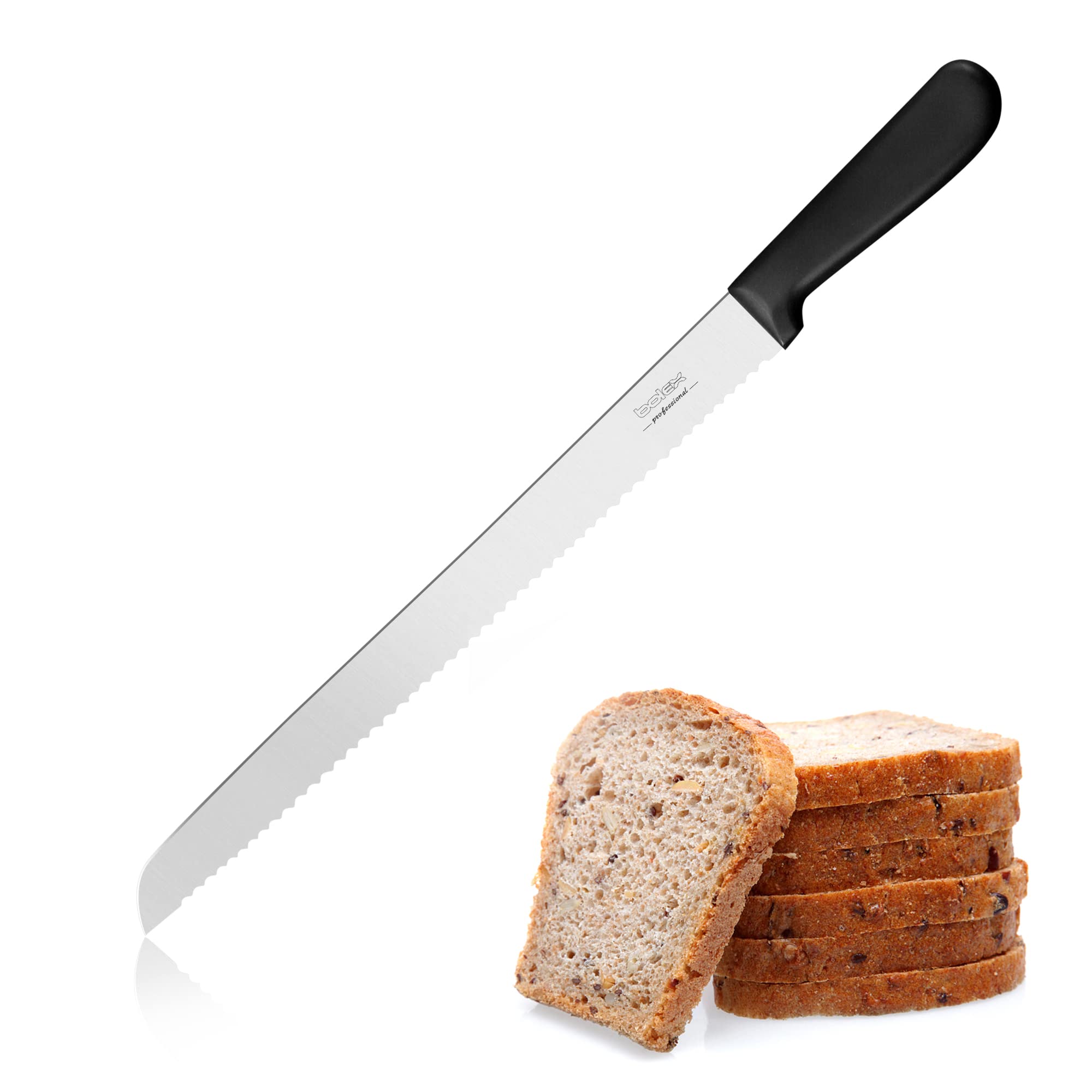 12 Inch Serrated Bread Knife for Homemade Bread, Stainless Steel Wide Wavy Edge Knife, Multi-Purpose Kitchen Knife, Efficient Cake Slicer, Ultra Sharp Baker's Knife for Cutting Crusty Breads, Cake