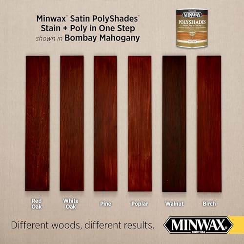 1 qt Minwax 61380 Bombay Mahogany PolyShades Wood Stain And Polyurethane Satin