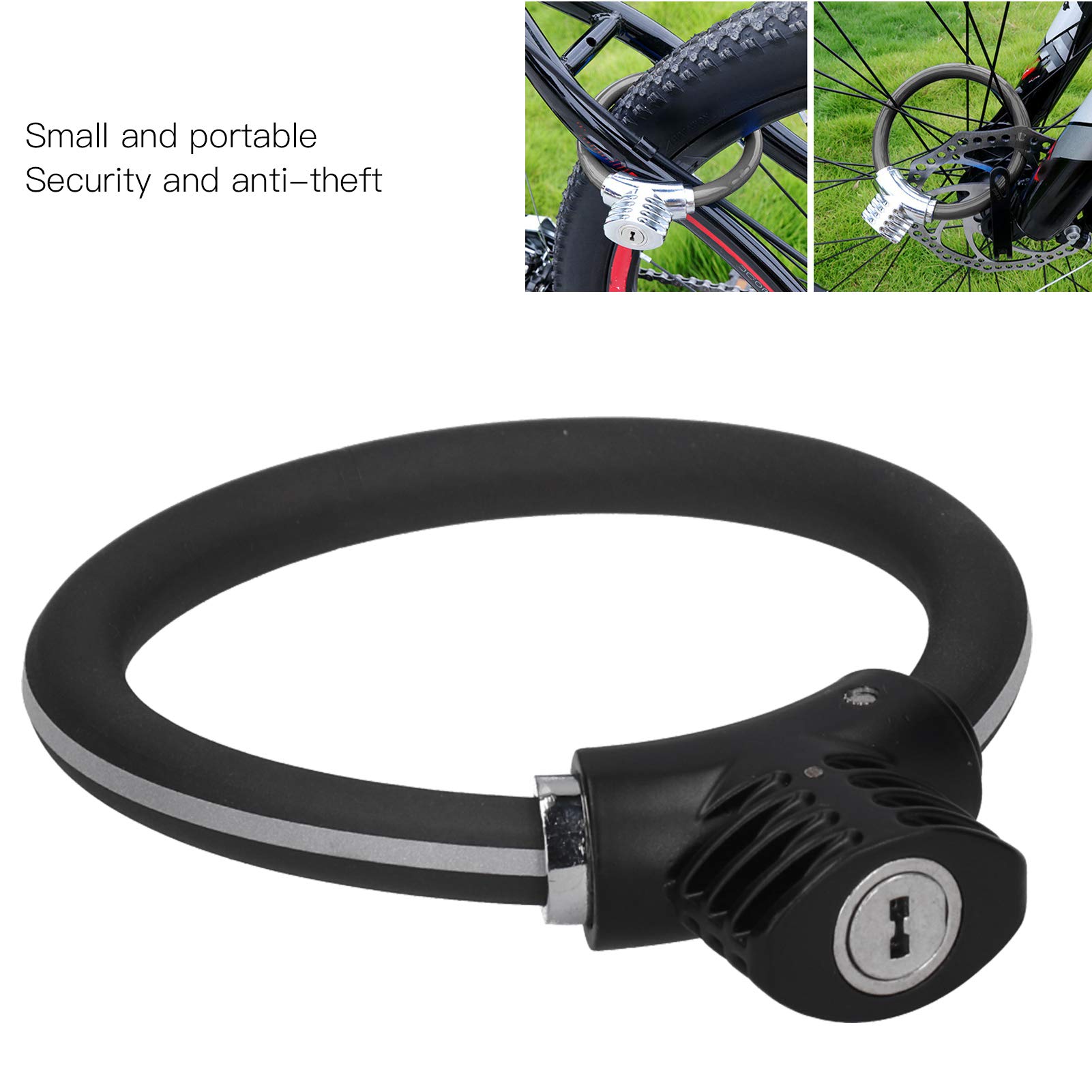 1 Set Anti-Pry Bike Lock, Bicycle Cable Lock, for Bike Bicycle(Reflective Matte Black)