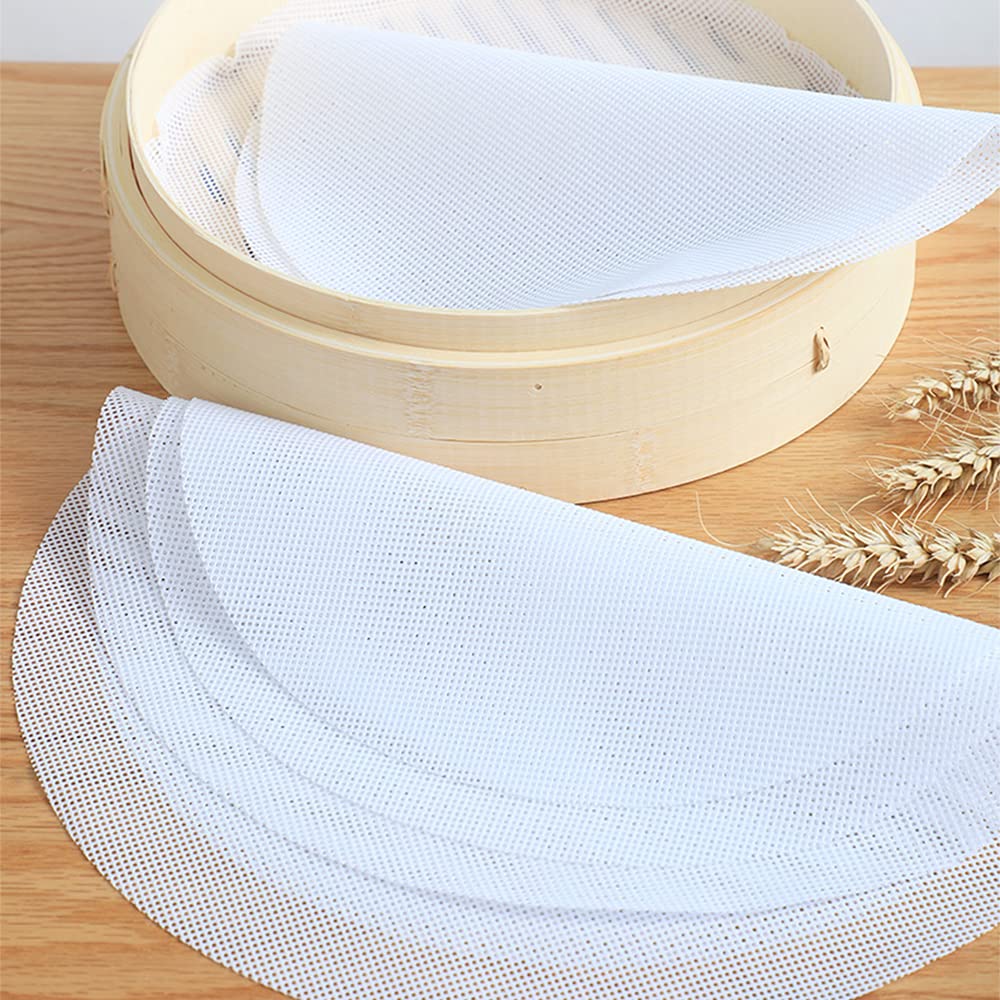 10 Pcs Silicone Steamer Mesh Mat 7 Inch Round Silicone Steamer Liners Mat Reusable Bun Steamer Pad Non-Stick Dim Sum Mesh for Home Kitchen, Bamboo Steamer, Restaurant, Dumplings, Pastry