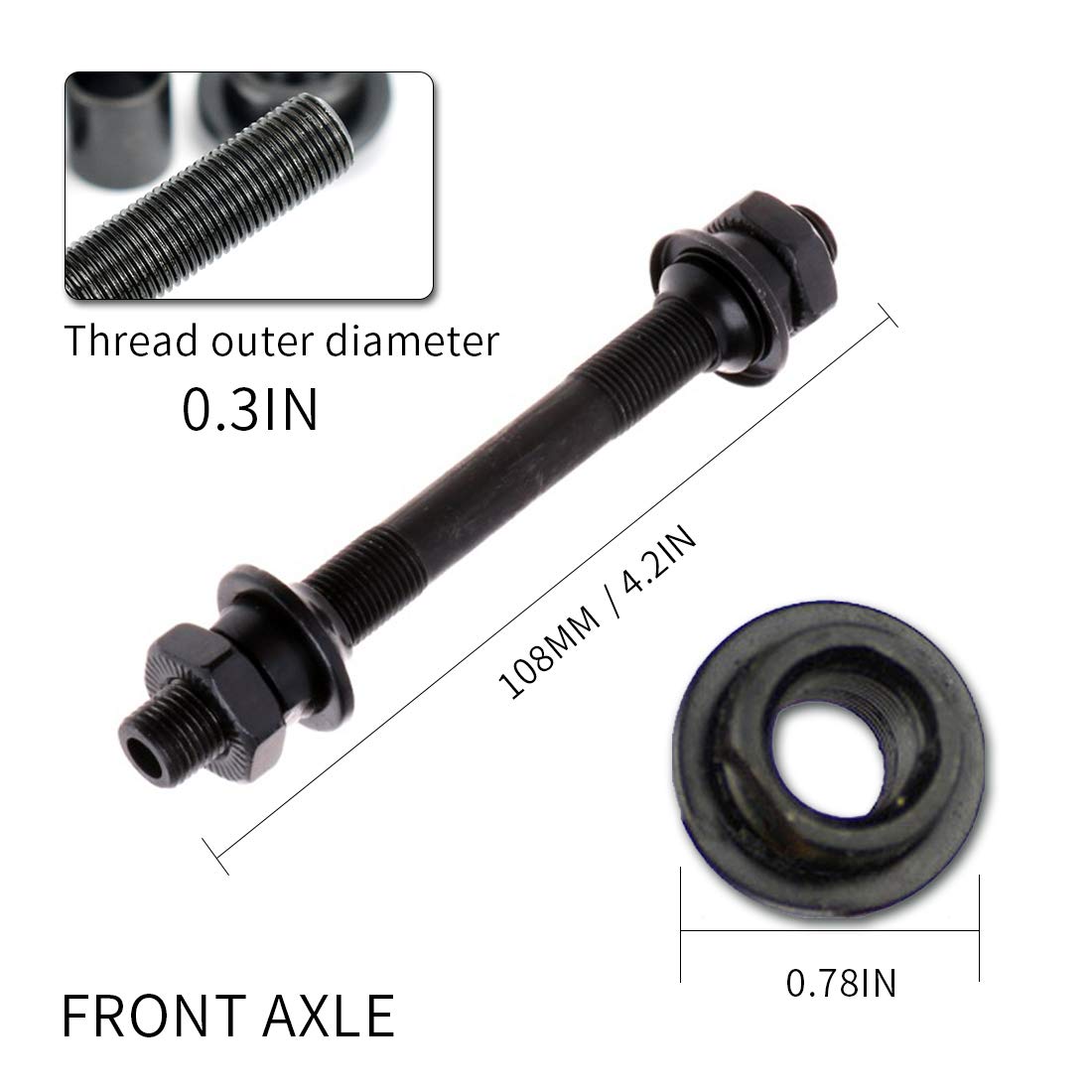 1 Pair Durable Steel Axles Hollow MTB Quick Release Shaft Hollow Hub Shaft Front and Rear Axle for Mountain MTB Bike(Black)